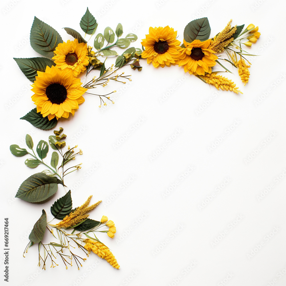 Sunflower border to add a touch of sunshine to your life Stock Photo ...