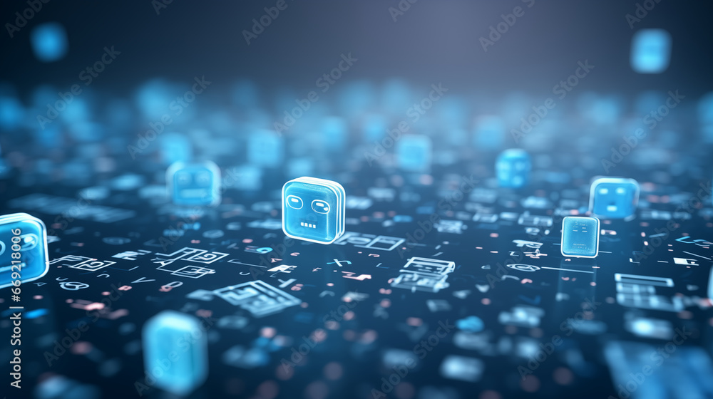 AI chatbots symbols and graphics indicating natural language processing ...