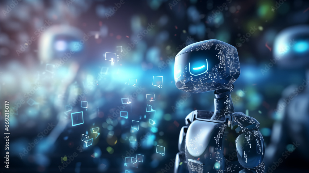 AI chatbots symbols and graphics indicating natural language processing ...