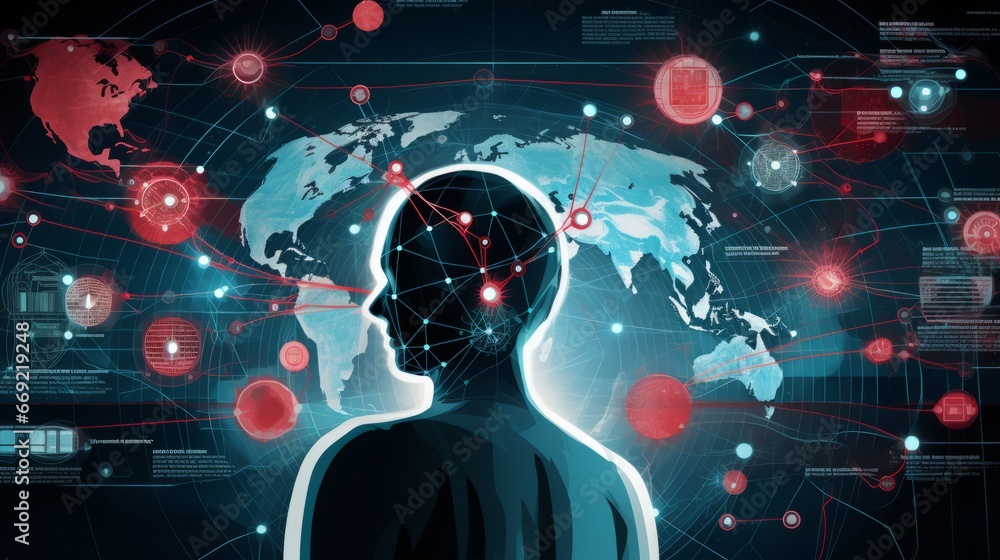 An eye-catching graphic showing a world map, with AI nodes and ...