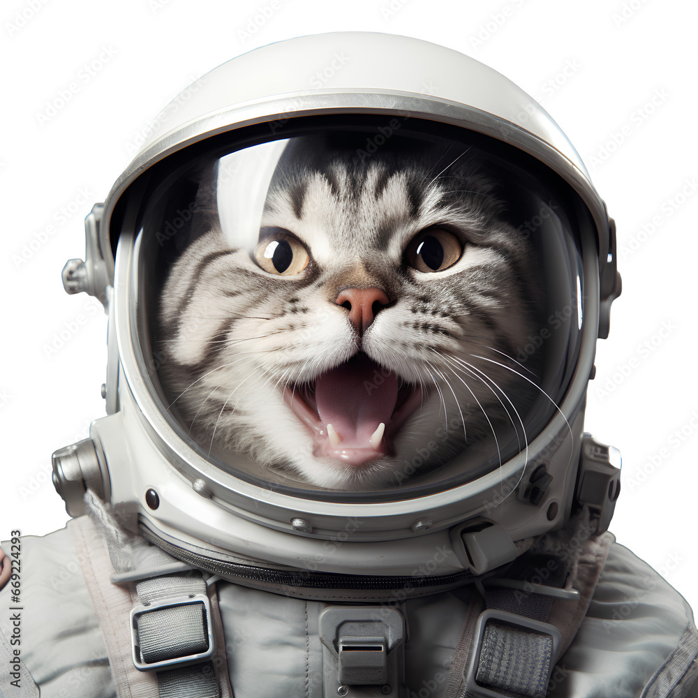 Funny striped cat in astronaut suit on transparent background PNG Stock ...