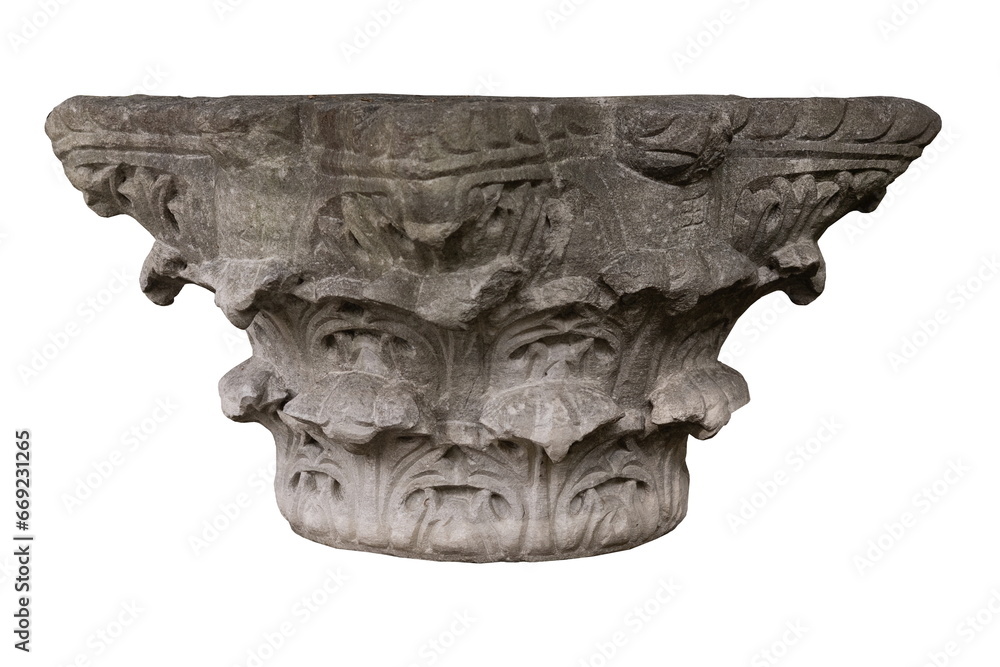 Old plaster sculptures and bas-reliefs, wall texture and patterns ...