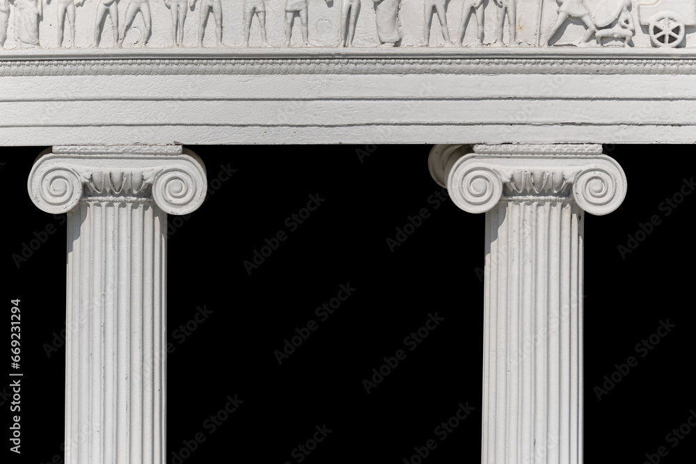 Old plaster sculptures and bas-reliefs, wall texture and patterns ...