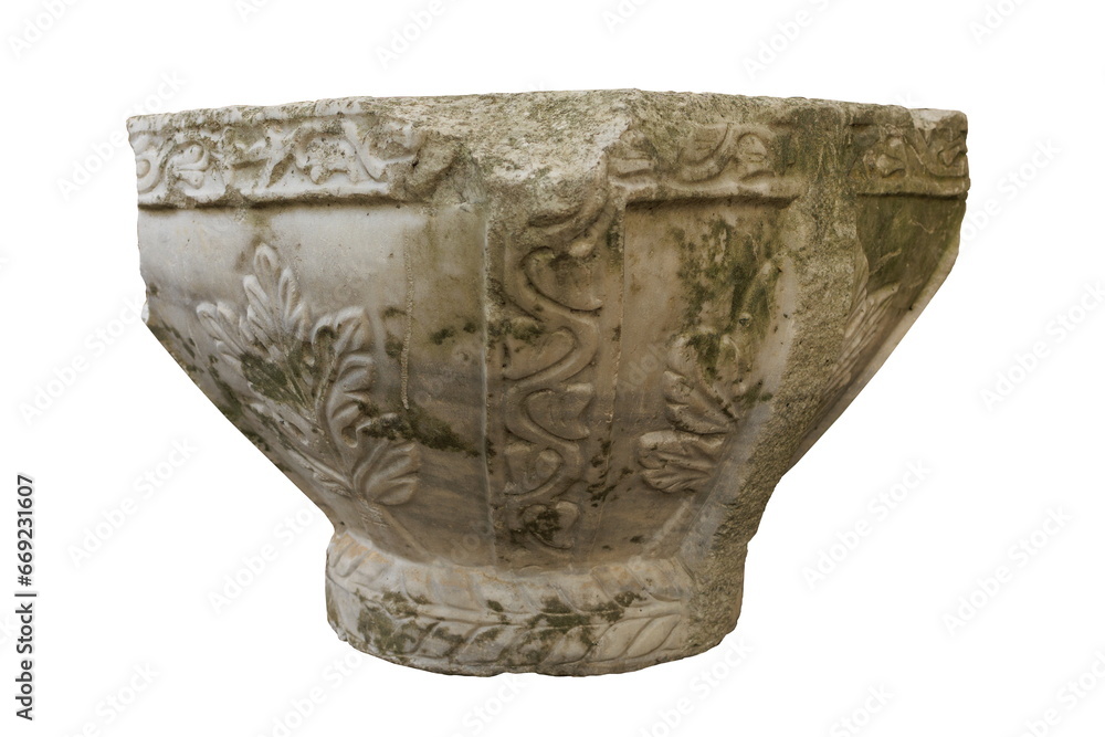 Old plaster sculptures and bas-reliefs, wall texture and patterns ...