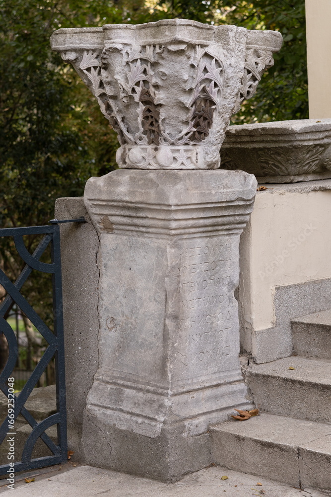 Old plaster sculptures and bas-reliefs, wall texture and patterns ...