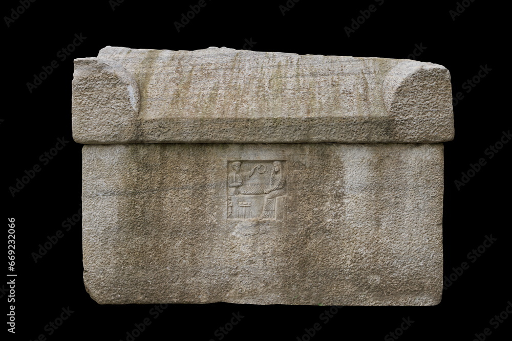 Old plaster sculptures and bas-reliefs, wall texture and patterns ...