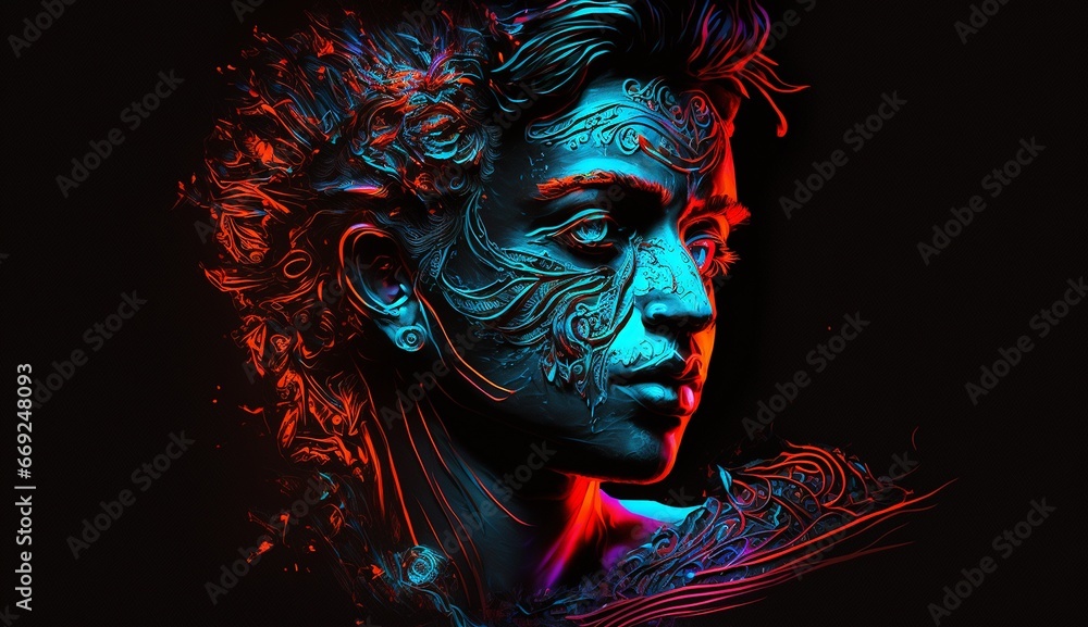 Lord krishna face neon signage ultra wallpaper image AI generated art ...