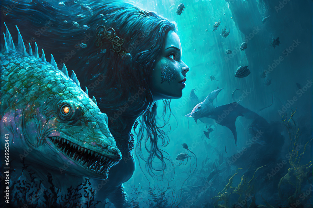 Mermaid Alien wallpaper, underwater. The mermaid has long, green hair ...