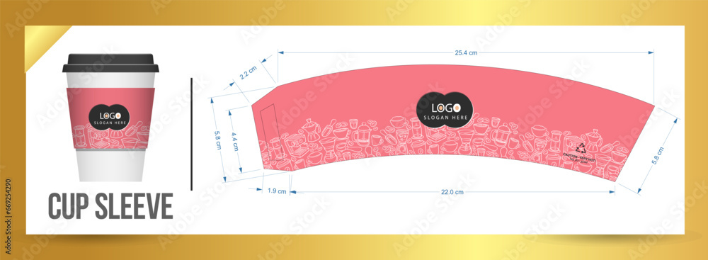 Paper Coffee Cup sleeve sample Die Cut - Templates print ready template ...