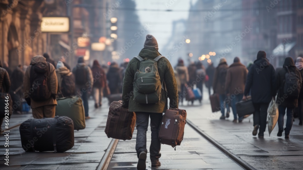 Modern world problem refugees, displaced immigrants emigrants, war ...