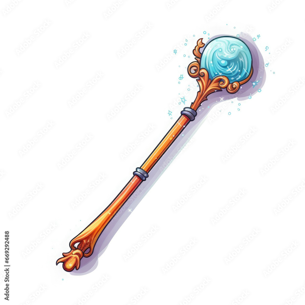 Cartoon illustration of a magical and enchanted sceptre isolated on ...