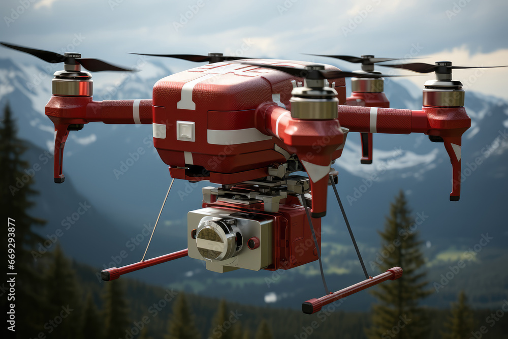 A medical drone delivering life-saving supplies to a remote ...