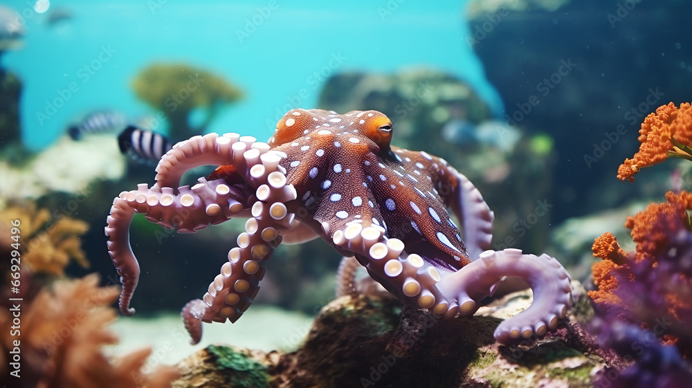 Squid swimming in the ocean, octopuss in the sea, wildlife picture ...