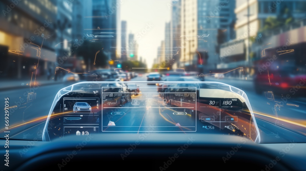 Autonomous driving, self-driving car drives itself in the city without ...