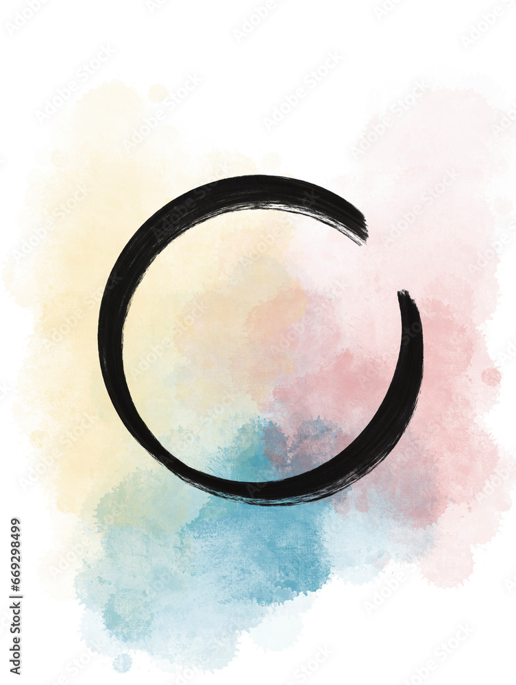 Enso circle on colorful watercolor background Stock Illustration ...