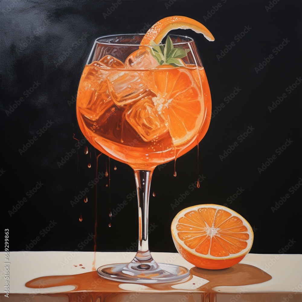 Painting drink aperol spritz watercolor aperol prints image AI ...