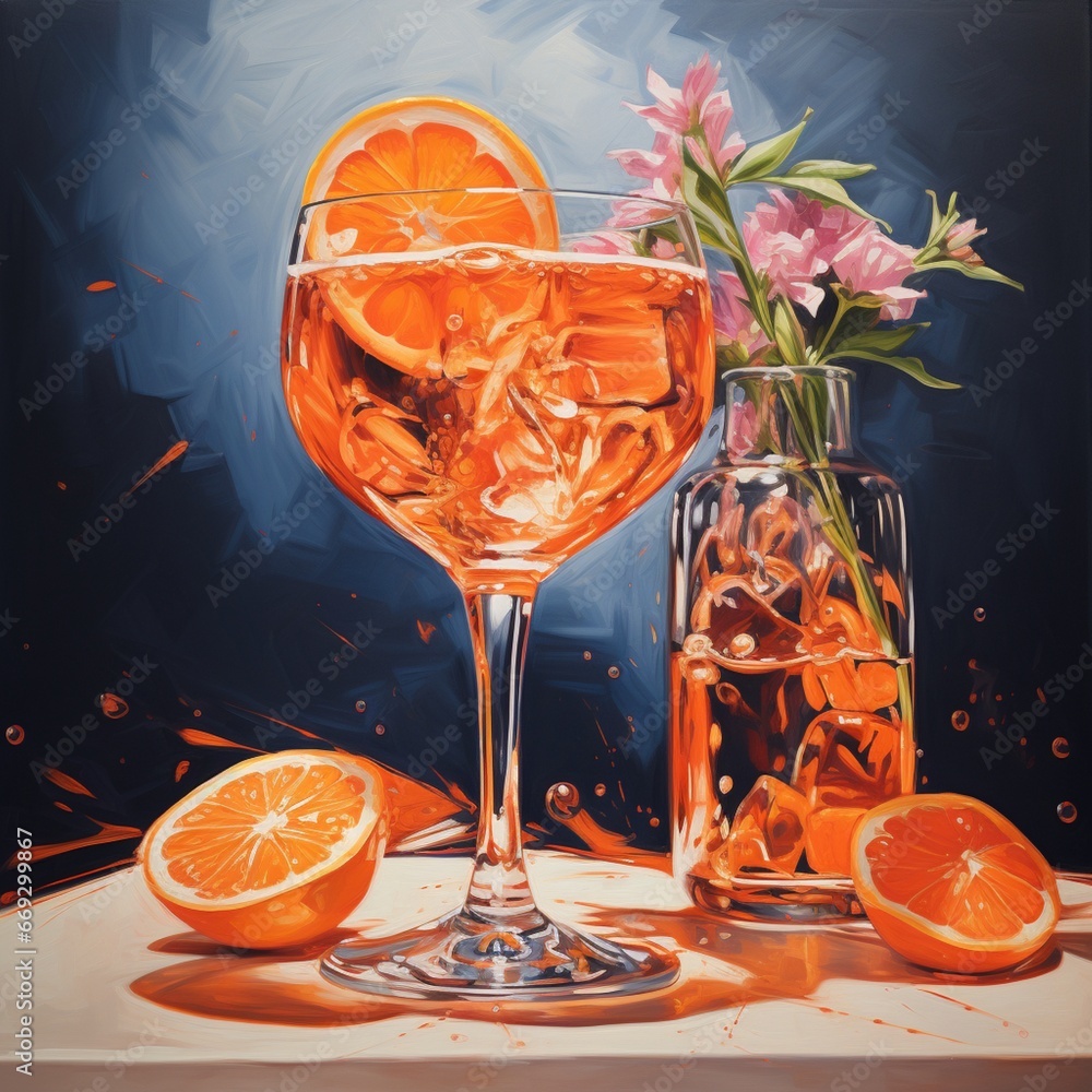 Painting drink aperol spritz watercolor aperol prints image AI ...