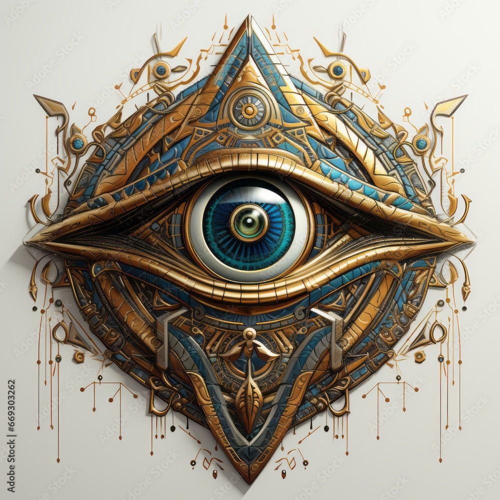 A tattoo design with an ancient vibe, presenting the Eye of Horus ...