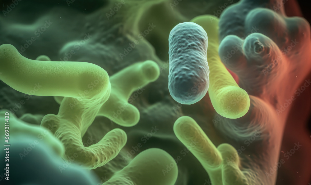 Microscopic view of a bacillus (rod-shaped bacteria) colony Stock ...