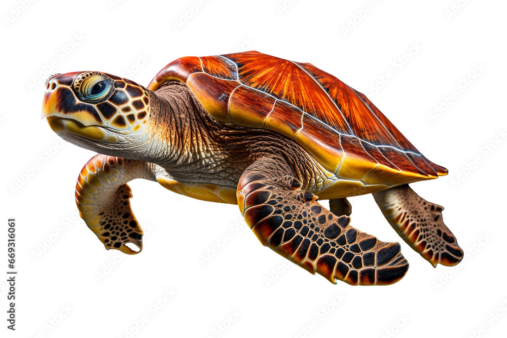 sea turtle isolated on a transparent background, green sea turtle ...