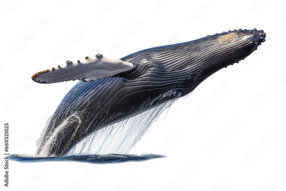 Poster, Foto whale isolated on a transparent background, humpback whale ...