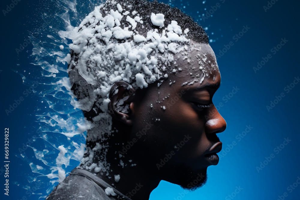 An abstract photo depicts the concept of a man's mental struggle ...