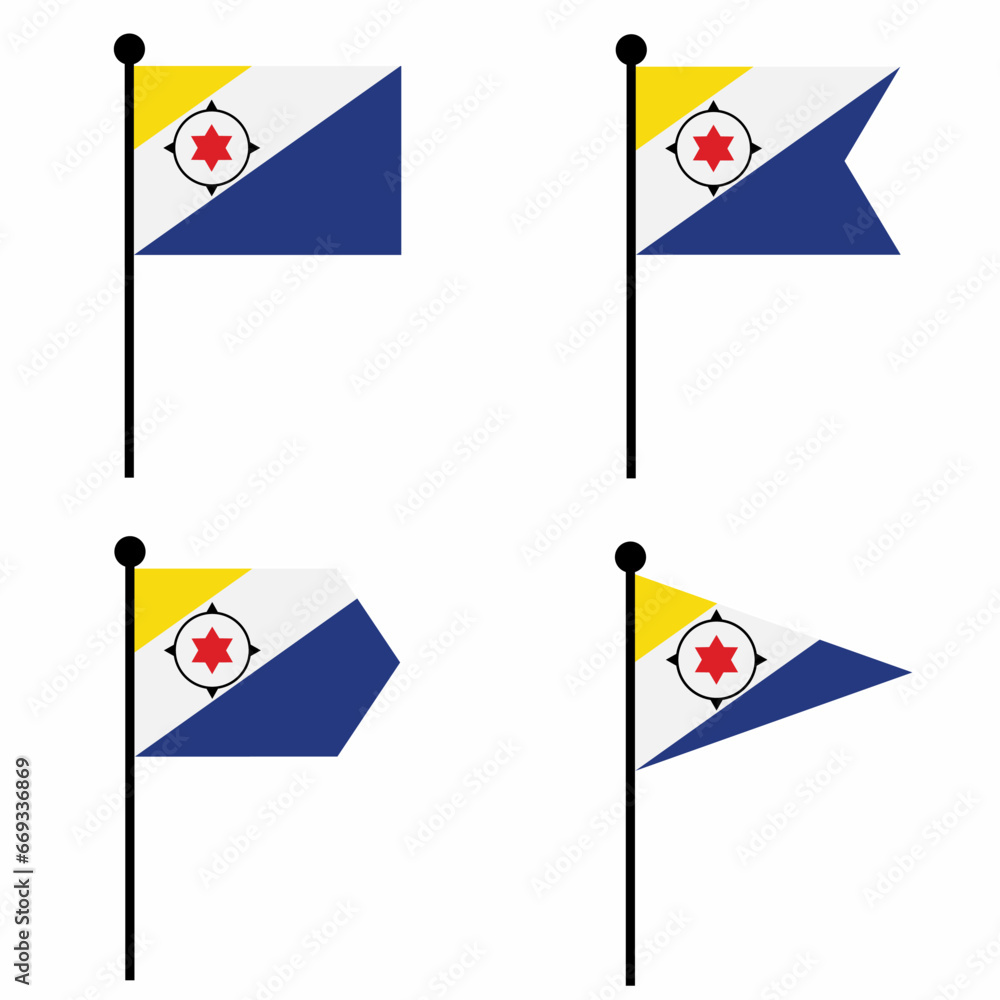 Bonaire waving flag icon set in 4 shape versions. Collection of ...