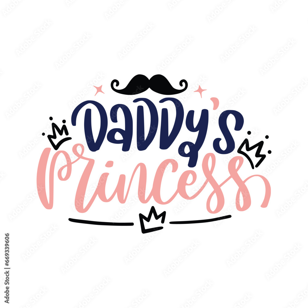 Princess Calligraphy Lettering with Crown Vector illustration. Hand ...