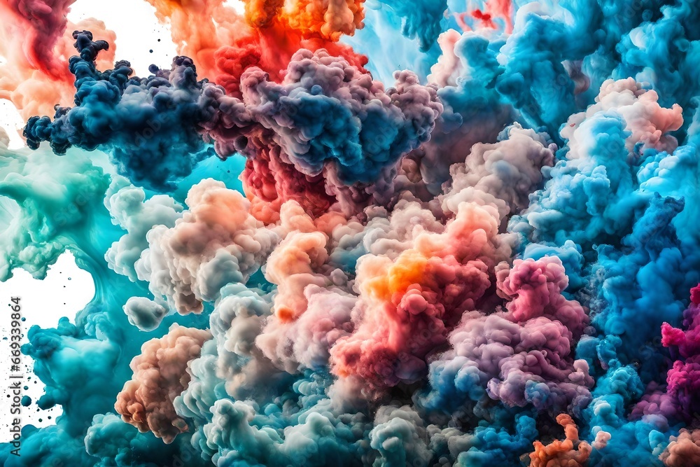 Aquatic acrylic ink in many colors, isolated on white. Background is ...