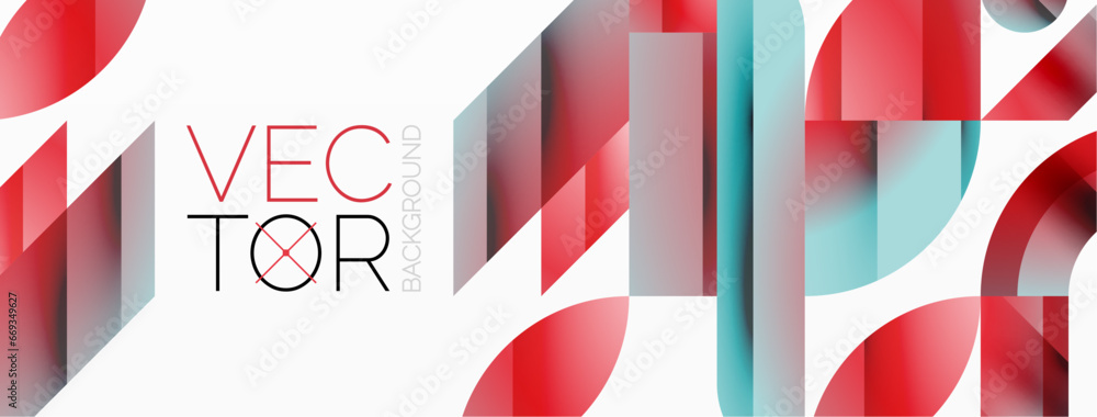 Assorted geometric shapes unite in a minimalistic abstract backdrop ...