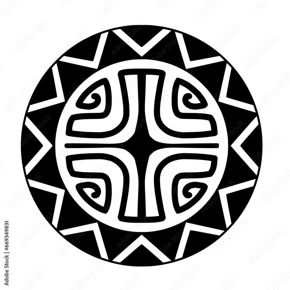 Polynesian sun face maori tattoo style. Pattern aboriginal samoan ...