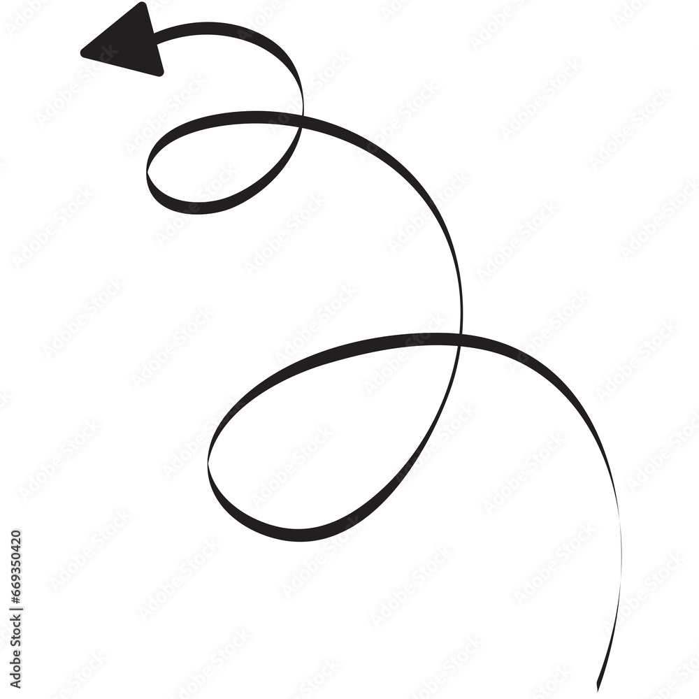 Digital png illustration of black long curly left arrow on transparent ...