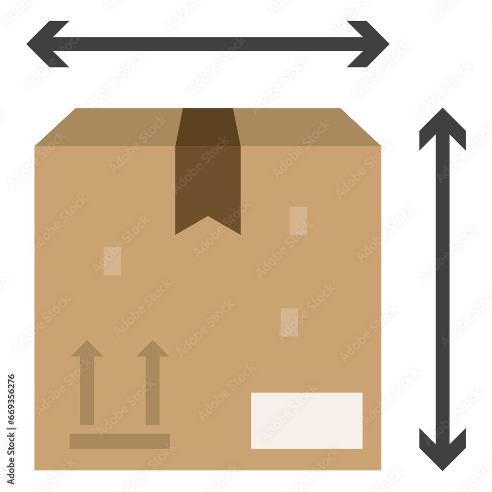 Vector illustration of box size icon sign and symbol. colored icons for ...