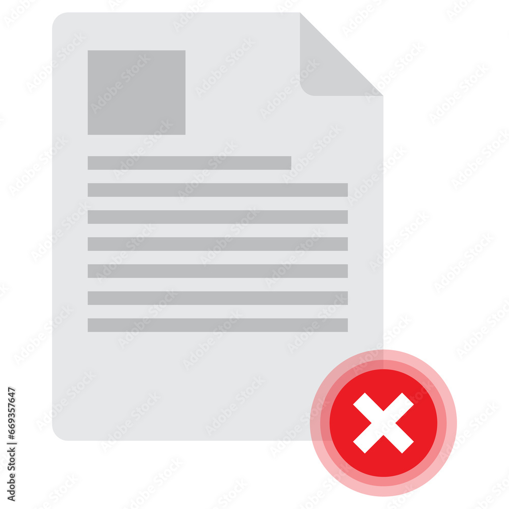 Vector illustration of document rejected icon sign and symbol. colored ...