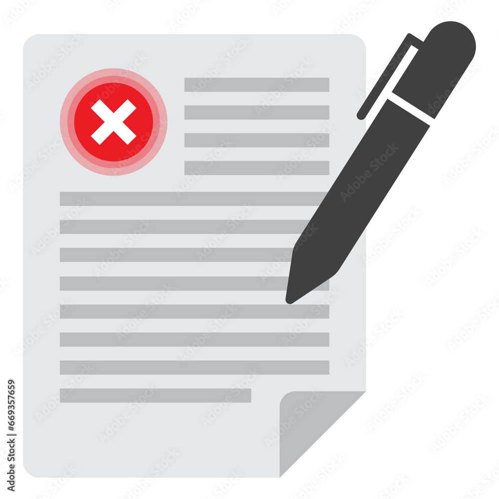 Vector illustration of write document no approval icon sign and symbol ...