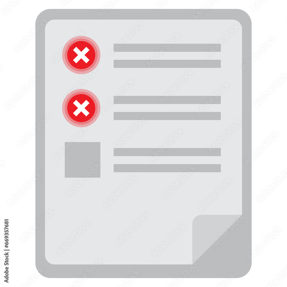 Vector illustration of document no approval content icon sign and ...