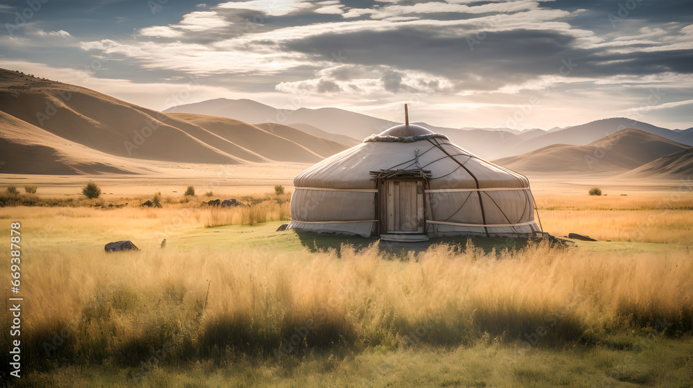 Yurt National old house of asian peoples. Kazakhstan yurta on summer ...