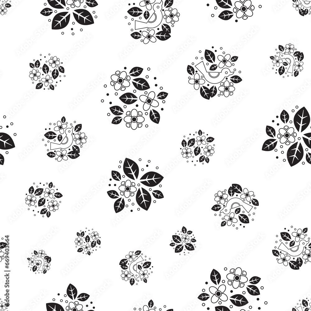 Cute and Simple Bird Line Art Seamless Surface Pattern Design Stock ...