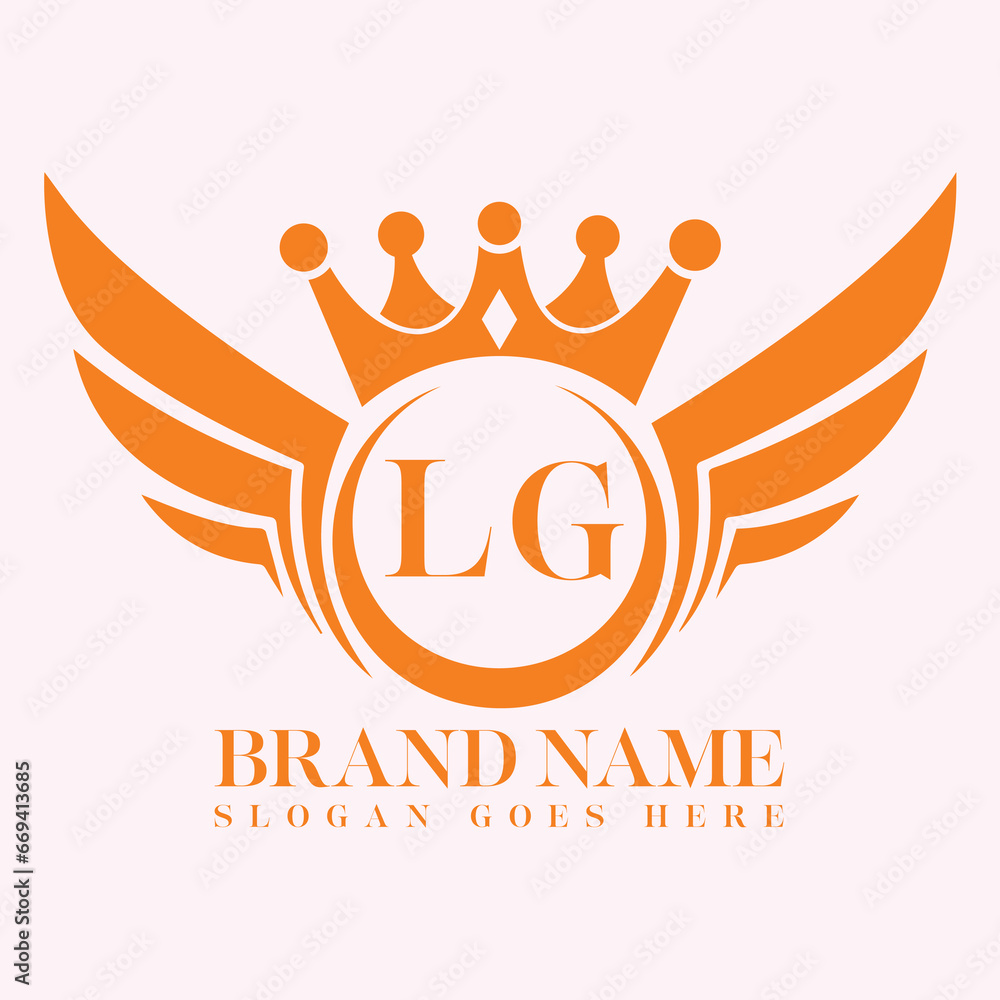LG Letter Initial with Royal Luxury Logo and Wings Symbol. Wings design ...