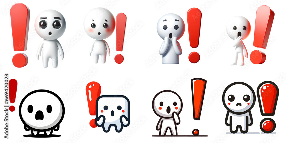 white human with red Exclamation mark collection, 3D and 2D SD ...