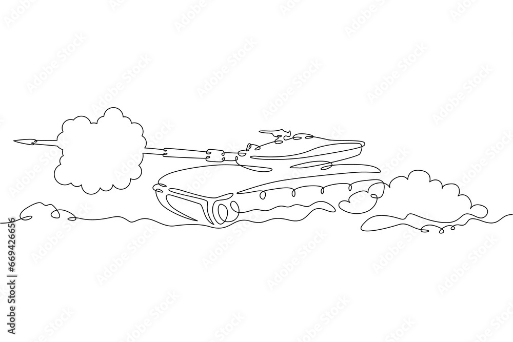 Merkava Israeli combat tank. The tank fires in battle. Israeli army ...