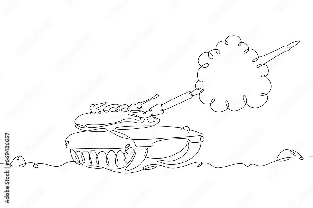 Merkava Israeli combat tank. The tank fires in battle. Israeli army ...