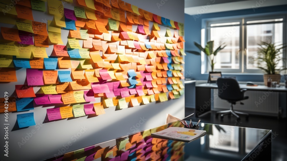 Sticky notes on a whiteboard, flowchart, business, tasks. Stock Photo ...