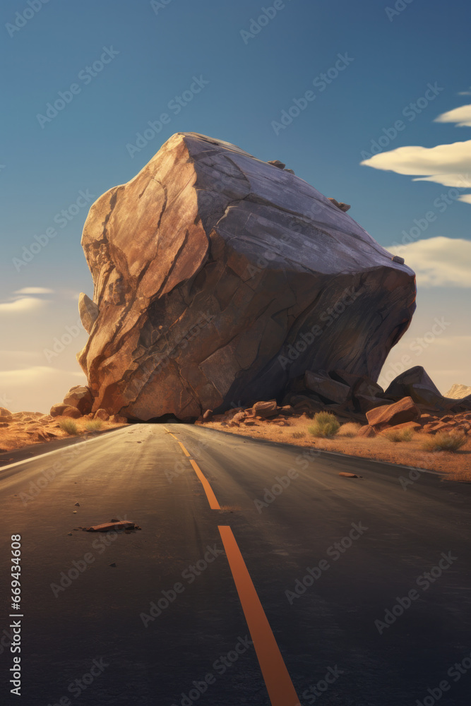 Road is blocked by a land slide of rock and debris to where it is a ...