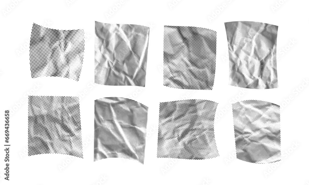Dotted Halftone Pattern Collage Paper Cut Out Texture Vector Shapes Set ...