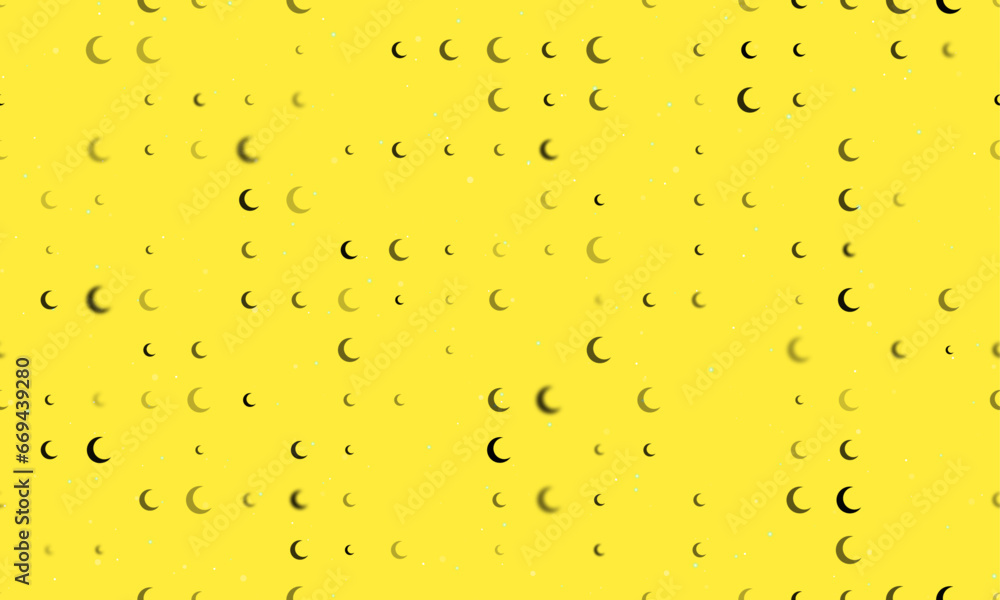 Seamless background pattern of evenly spaced black moon symbols of ...