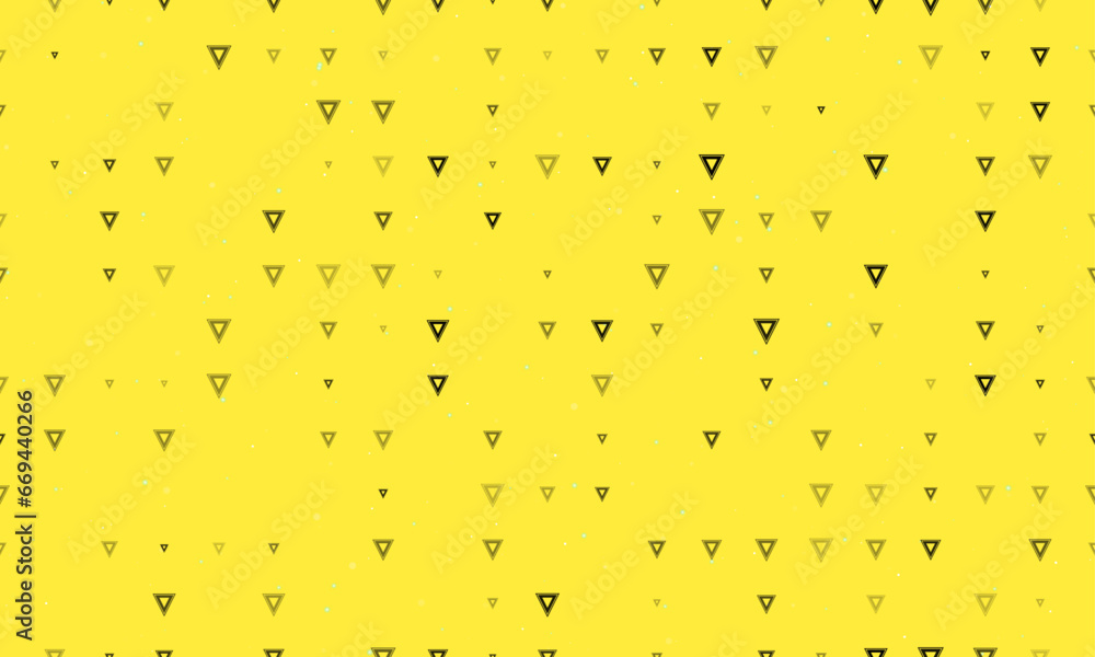 Seamless background pattern of evenly spaced black give way signs of ...