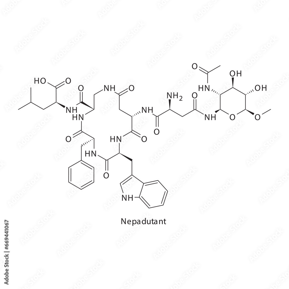 Nepadutant flat skeletal molecular structure Neurokinin receptor ...