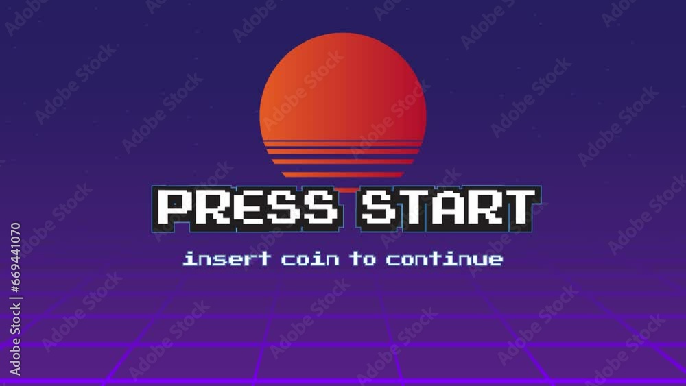 PRESS START INSERT A COIN TO CONTINUE .pixel art .8 bit game.retro game ...
