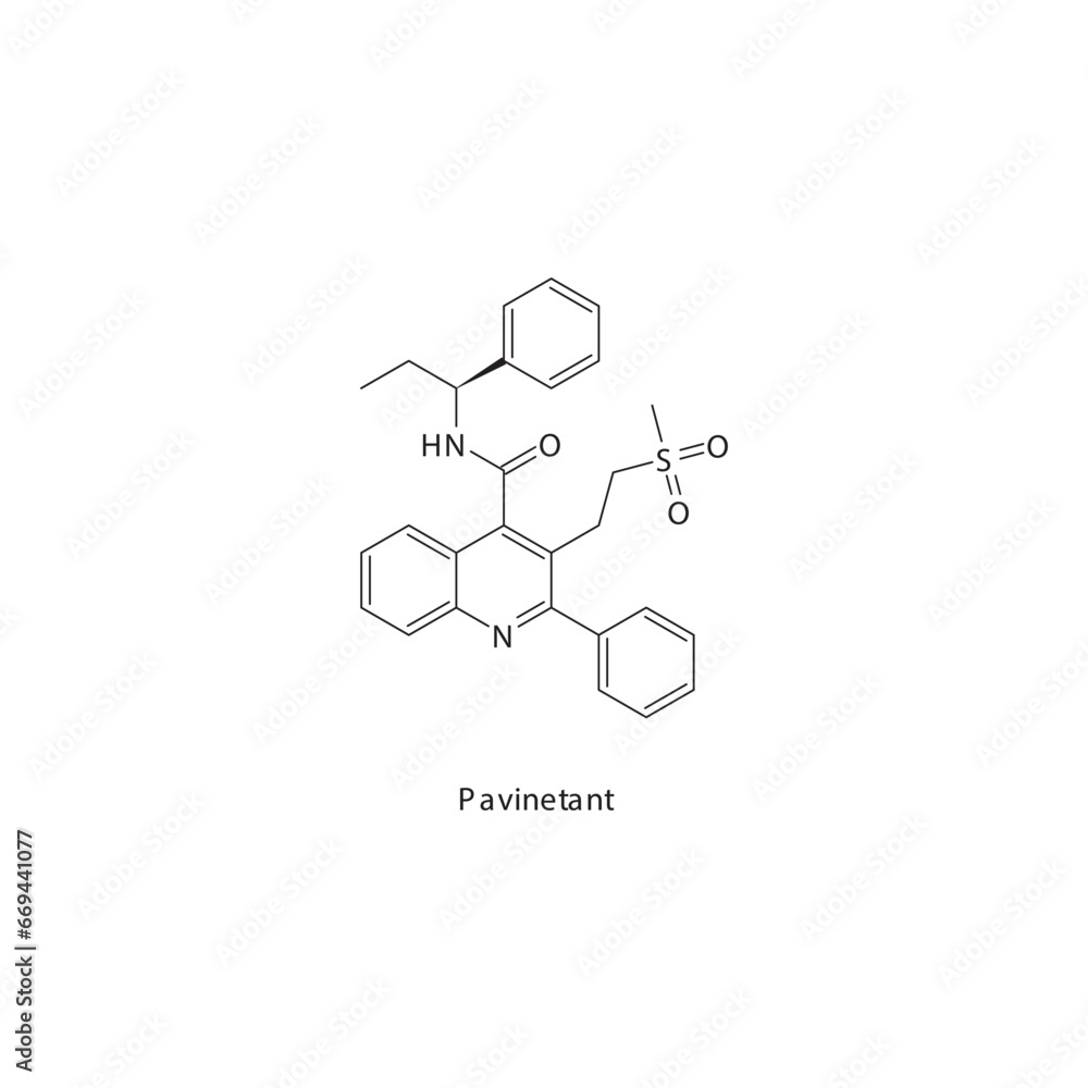 Pavinetant flat skeletal molecular structure Neurokinin receptor ...